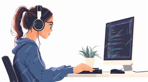 Focused Female Computer Programmer Working With Wires Premium Ai
