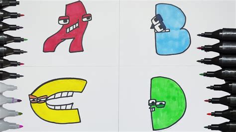cómo dibujar y colorear alphabet lore | A-D | alphabet lore - YouTube
