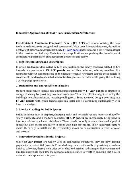 Ppt Innovative Applications Of Fr Acp Panels In Modern Architecture