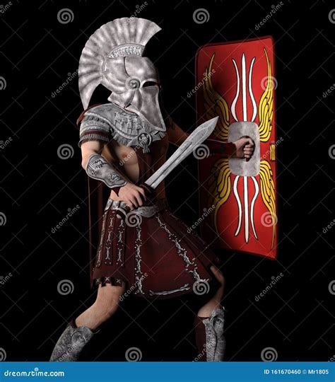 Praetorian Guard In Ancient Rome Against A Black Background Stock