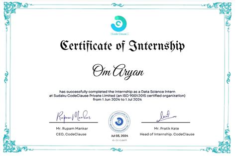 Om Aryan On Linkedin Datascience Codeclause Futureready