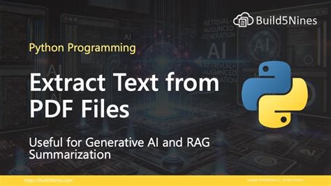 Extract Text From Pdf Files With Python For Use In Generative Ai And Rag Build5nines Llc