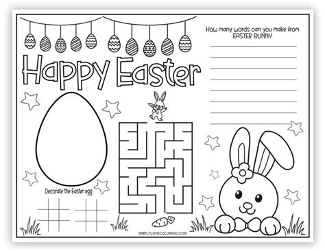 Easter Activity Placemat Free Pdf Printables Simply Love Coloring