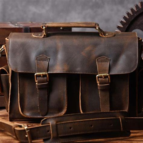 Genuine Leather Mens Cool Messenger Bag Briefcase Work Bag Business Bag