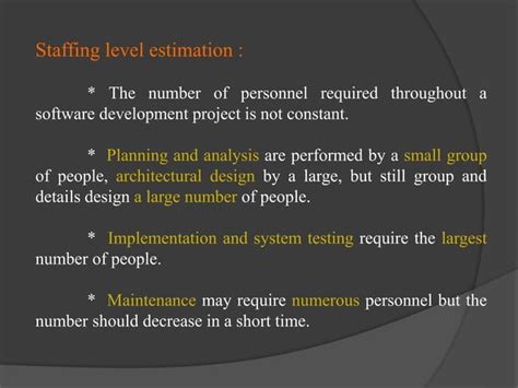Staffing Level Estimation Pptx Computer Software And Applications