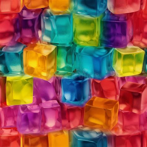 Multicolored Ice Cubes Or Candy Lollipops Seamless Tile Pattern Generative Ai Stock