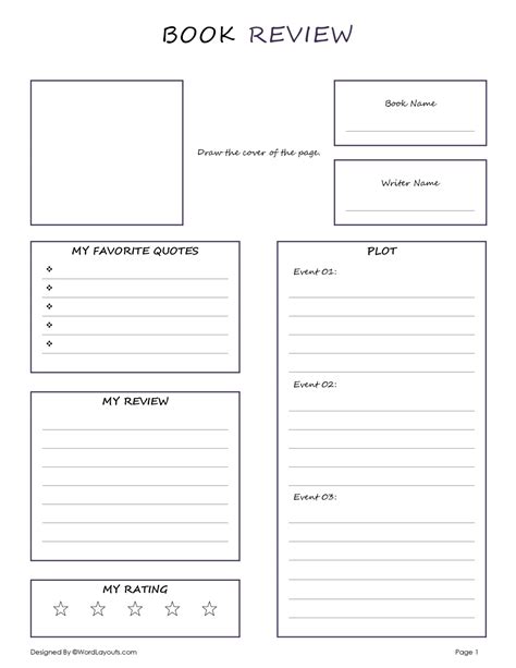 Free Book Review Templates To Edit And Print