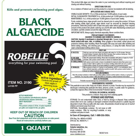 Black Algaecide 2 Quarts Pool Algae Control Splash Super Center