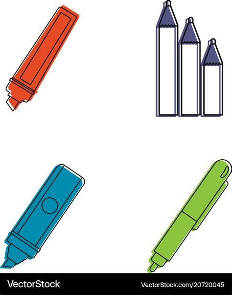 Marker Icon Set Color Outline Style Royalty Free Vector