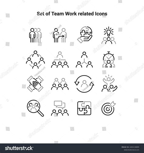 Simple Set Team Work Related Vector Stock Vector Royalty Free 2201134095 Shutterstock