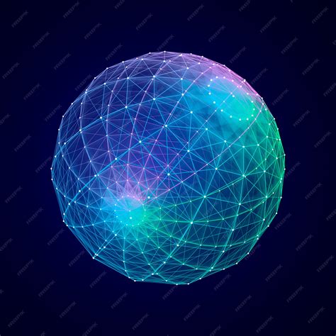 Premium Vector Technology Grid Sphere Blue Sphere Consisting Of Points And Lines Modern