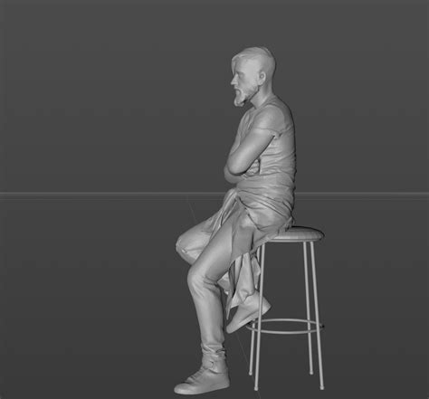 🗺️ 164 Sitting Handsome Uncle Digital Character 3d Digital Model・ Stl