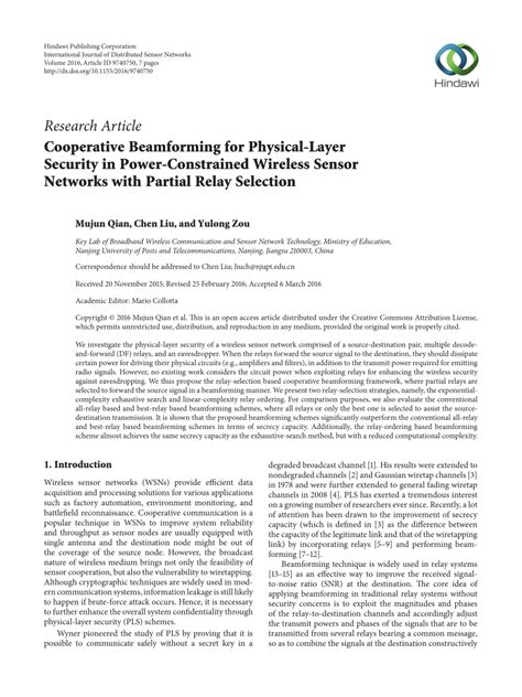 pdf cooperative beamforming for physical layer security in power