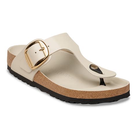 Gizeh Big Buckle Skóra Naturalna Lakierowana High Shine Oyster
