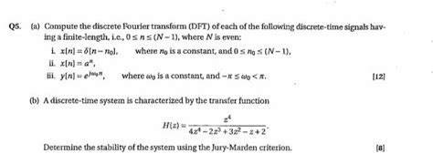 Solved Q A Compute The Discrete Fourier Transform DFT Chegg