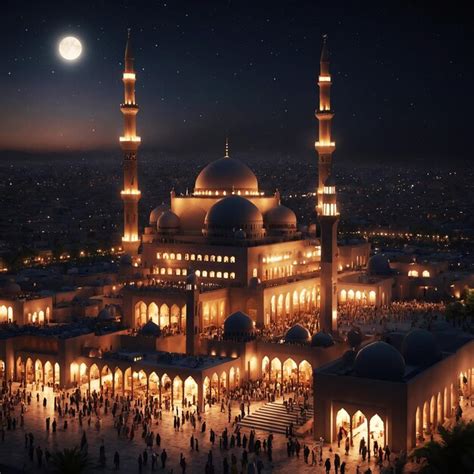 Premium Photo Mosque Night View Ramadan Kareem Eid Mubarak Ramadan
