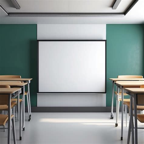 Premium Photo Digital Classroom Board Mockup Blank White Screen For