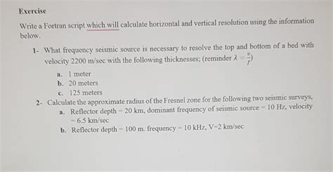 Solved Exercise Write A Fortran Script Which Will Calculate