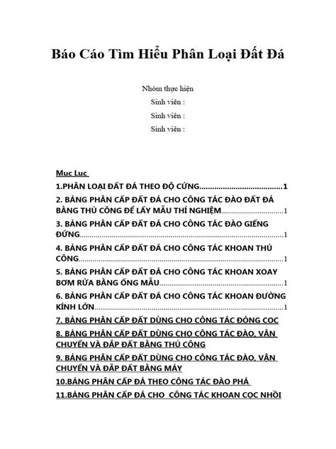 Nhóm N Báo Cáo Tìm Hiểu Phân Loại đất đá Pdf