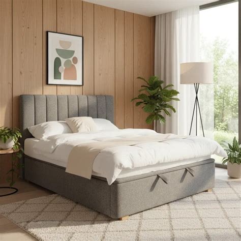 Eiley Fabric Gas Lift Storage Platform Bed With Night Light Queen