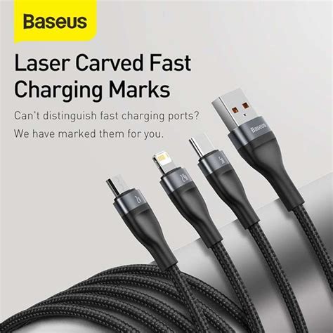 Promo Kabel Data Fast Charging Baseus 3in1 Micro Lightning Type C 5a 1