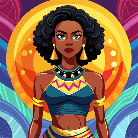 Mujer Negra Empoderada Con Trajes Coloridos Y Segura Ilustración De