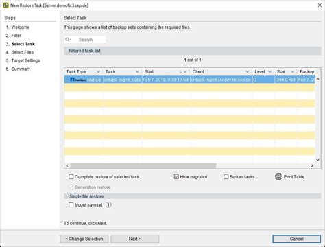 Source Netapp Storage Snapshots Restore Sepsesam