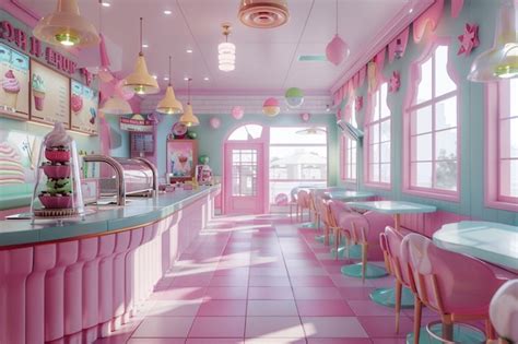 Premium Photo Whimsical Ice Cream Parlors With Endless Flavors O