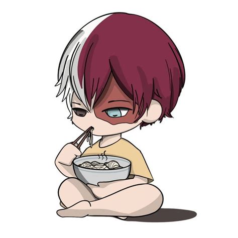 Shoto Todoroki Eating Ramen Chibi By Valreaart Designs In 2022 Chibi