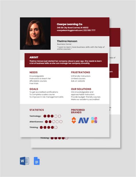 Free User Persona Templates To Customize Online