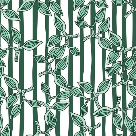 Seamless Pattern With Decorative Leaves Hand Drawn Exotic Botanical