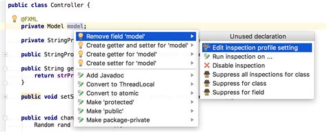Ignore Inspection On Fxml Annotated Fields And How To Find Inspection