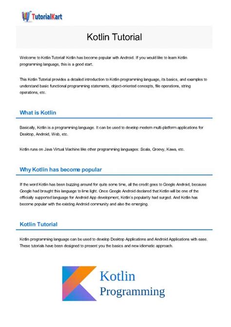Programming Pdf 182993 Kotlin Tutorial