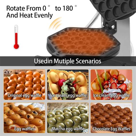Waffle Maker 180°rotatable Temperature Non Stick Hong Kong Egg Waffler Cake Machine With Timer