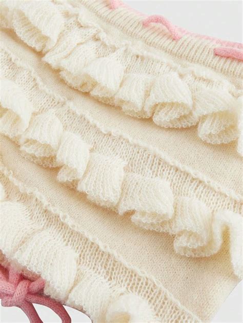 Romwe Kawaii 2pcs Set Retro Y2k Cute Ruffle Hem Shorts And Sweet Women Sweater For Sale