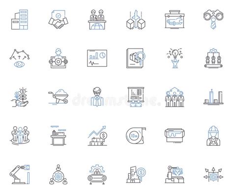 Fabrication Enterprise Line Icons Collection Manufacturing Assembly