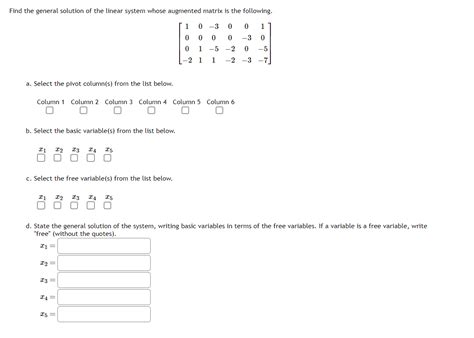 Solved Find The General Solution Of The Linear System Whose