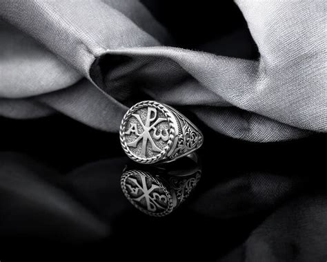 925 Sterling Silver Chi Rho Ring Chi Rho Alpha And Omega Ring Chi Rho Jesus Christ Men Ring
