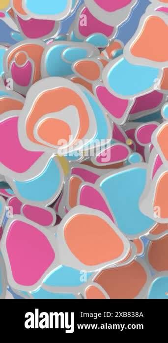 Vertical Video Bright Funky Background With Groovy Psychedelic Morphing Shiny Organic Shapes