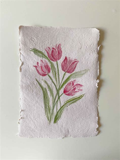 Lámina Original De Tulipanes Cara Rose Arte En Colores Pastel Al