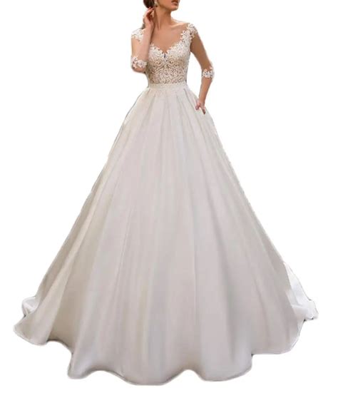 لباس عروسی پری دریایی آستین بلند زنان 2022 لباس عروس توری پشتی Wd08 را