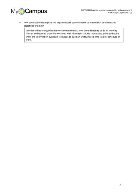 bsbwor301 organise personal work priorities and development desklib
