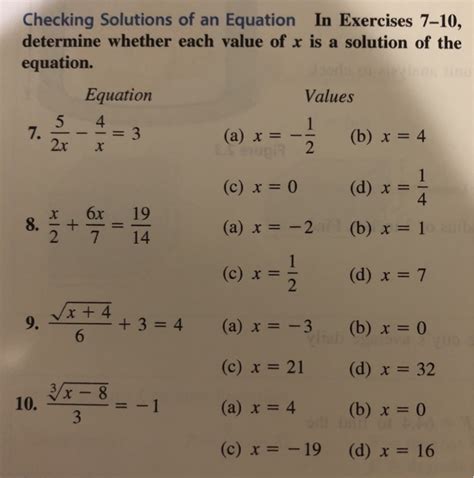 Solved Checking Solutions Of An Equation In Exercises Chegg
