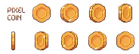 Pixel Art Coin Animation Retro 8 Bit Golden Coins Sprite Asset