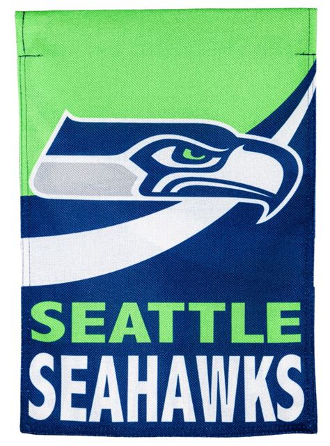 Seattle Seahawks Garden Flag 2 Sided Logo Burlap Nfl