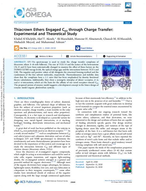Pdf Thiacrown Ethers Engaged C60 Through Charge Transfer