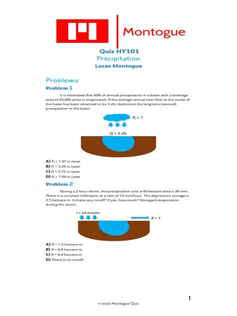 Precipitation Solved Problems Pdf Drainage Basin Precipitation
