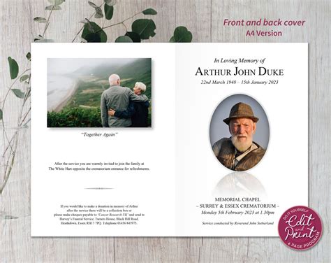 Classic Funeral Program Template Funeral Order Of Service Obituary