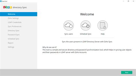 setting up and syncing with zoho directory