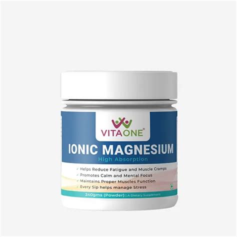 Vitaone Ionic Magnesium Powder Magnesium Citrate Veg 240gm Fm Nutrition